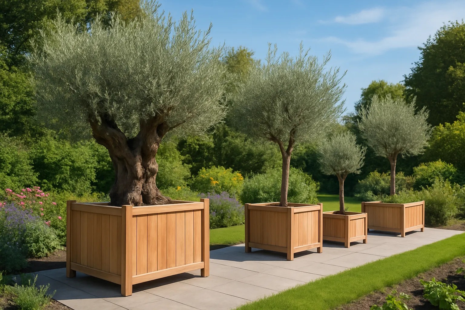 Bac à fleurs en bois exotique