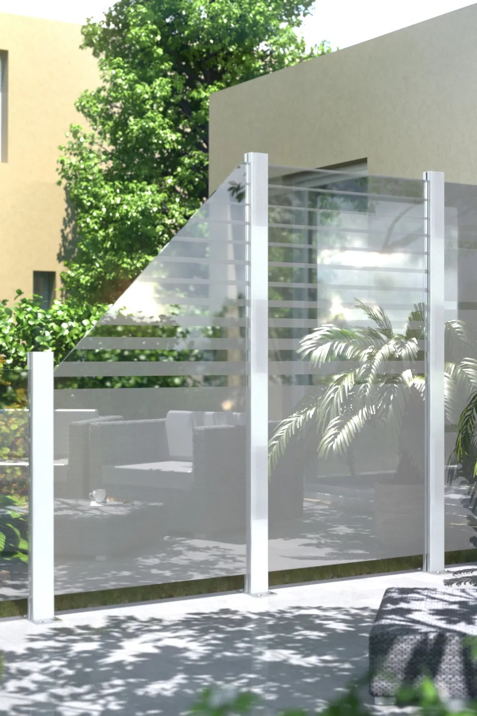 Séparation de balcon et terrasse en verre