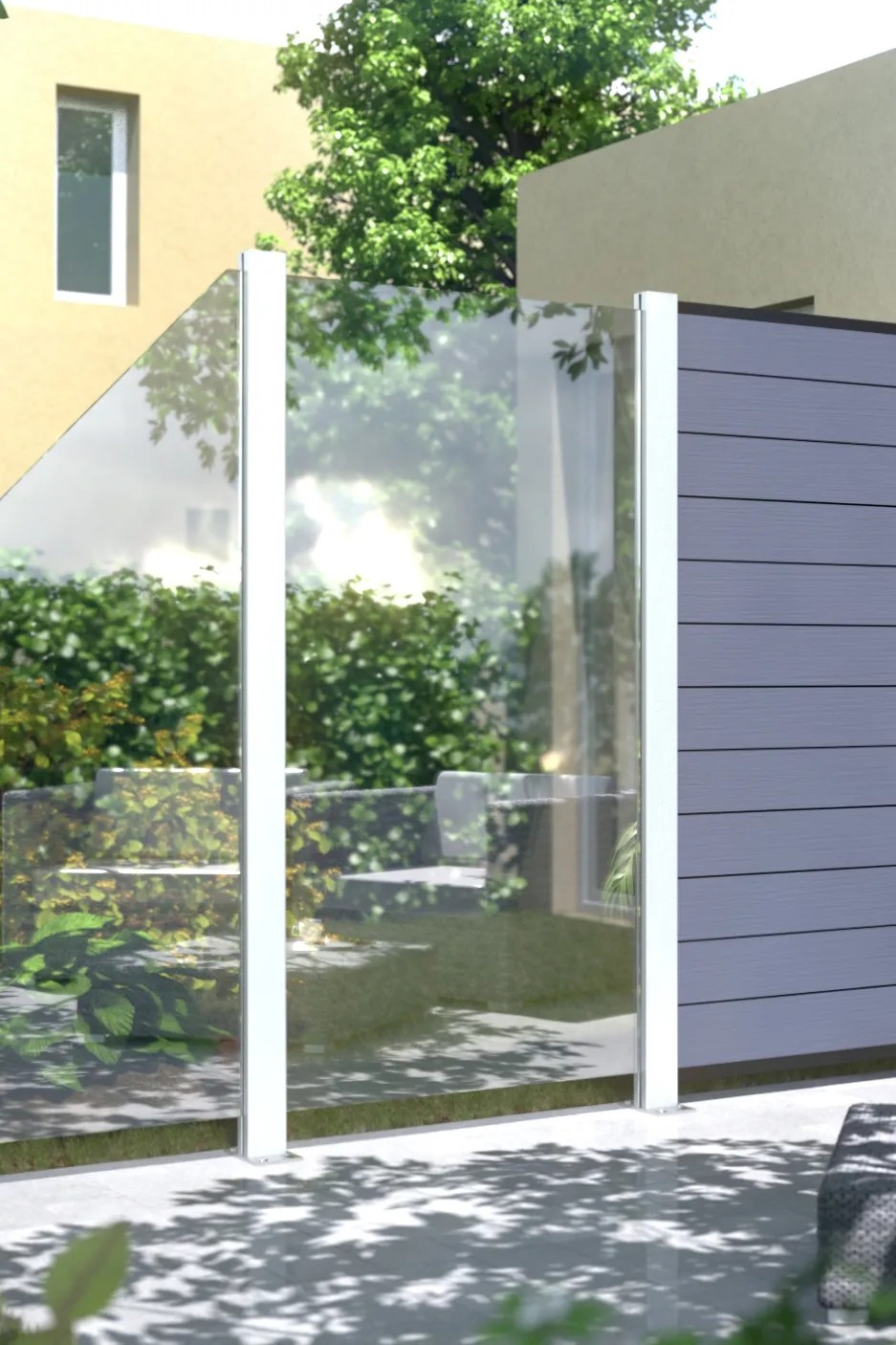 Séparation de balcon et terrasse en verre