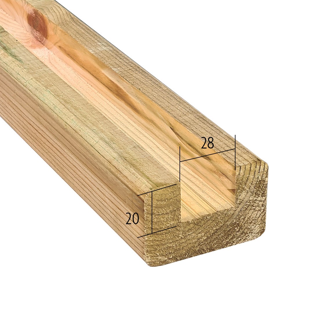 Profil U in behandel hout