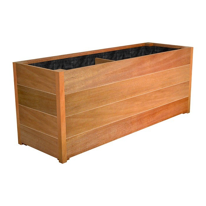 Bac à fleurs rectangulaire en bois exotique pour terrasse