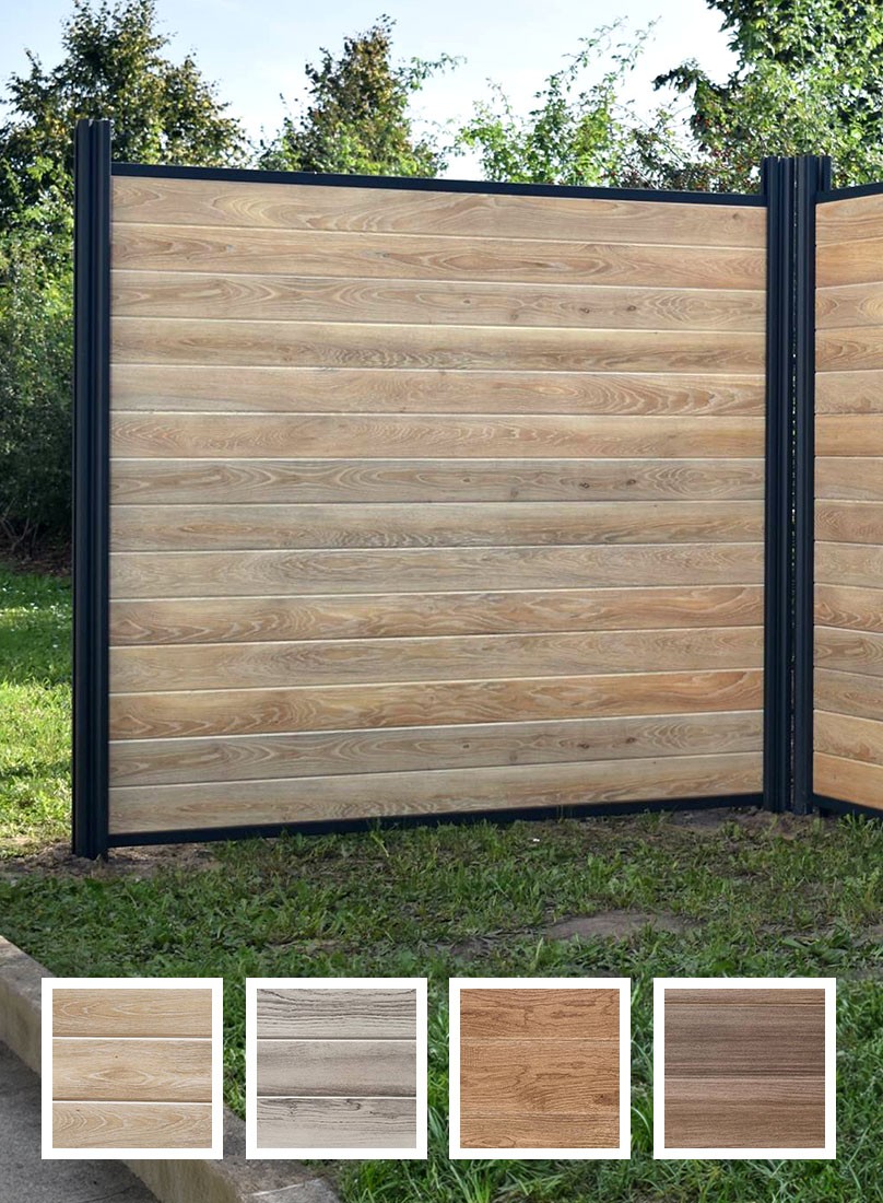 Duofuse PVC omheining met horizontale lamellen